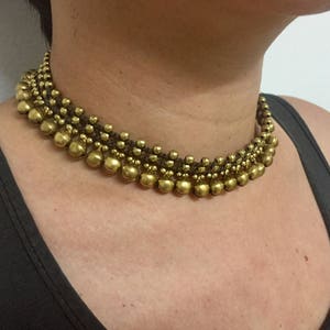 Brass Bell Dangle Choker Necklace, Wedding Women Necklace, Hippie ...
