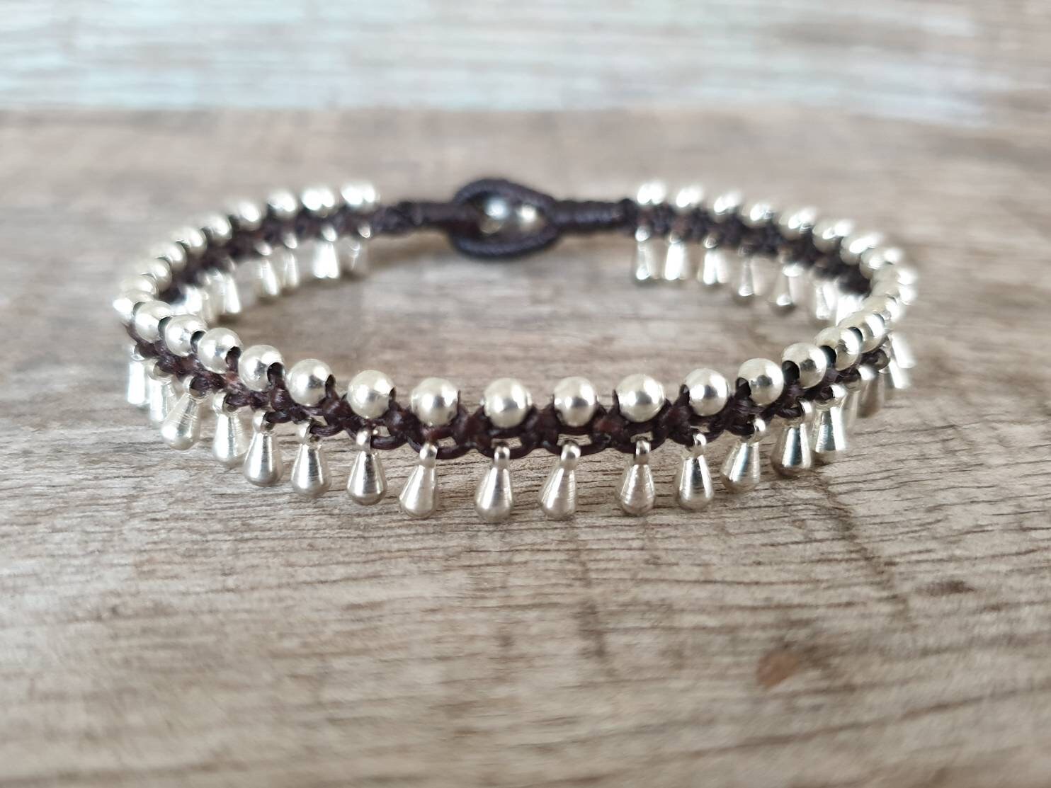 Water Drop Silver Beaded Bracelet Teardrop Bracelet Women | Etsy