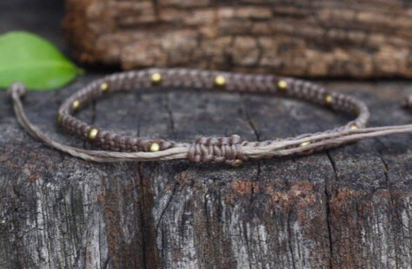Hippie Silver Mud Brown Adjustable Bracelet/ Anklet Simple | Etsy
