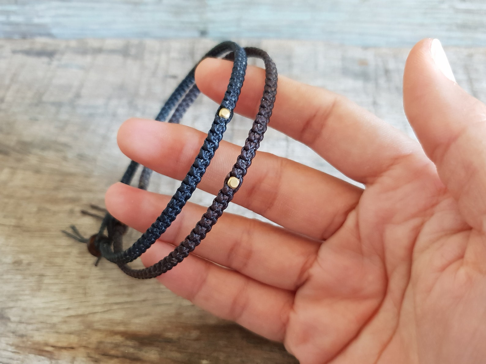 Set of 2 Waxed Cord Couple Unisex Anklet, Lover Bracelets, Lover ...