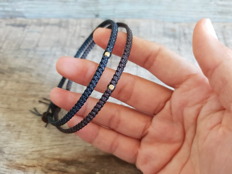 Set of 2 Waxed Cord Couple Unisex Anklet Lover Bracelets - Etsy