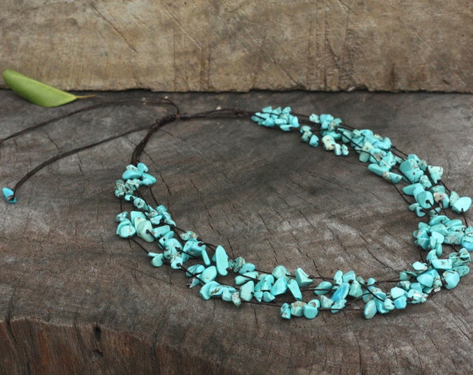 Turquoise Bar Necklace, Turquoise Chips, Boho Style, Country Jewlery - Etsy