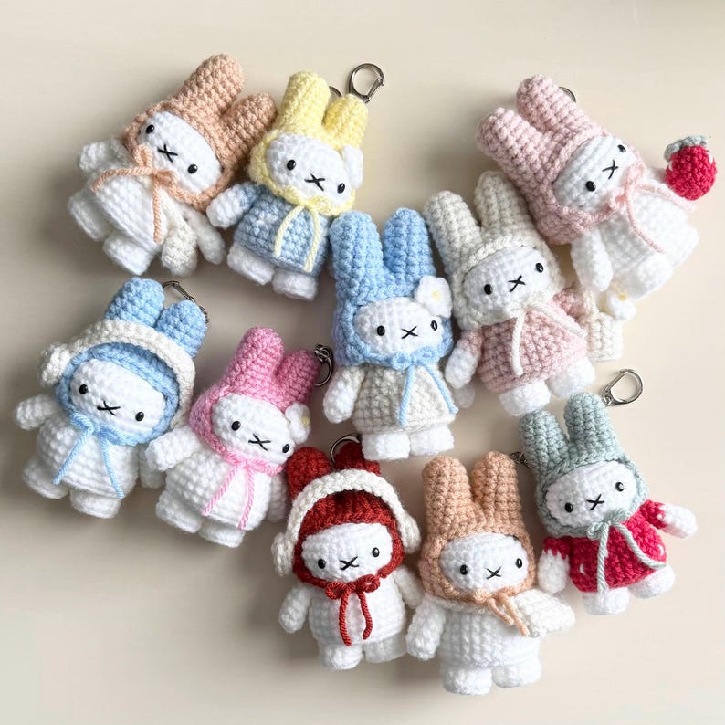 Handmade Crochet Miffy Plush Keychain - Etsy