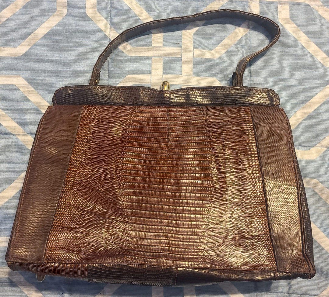 Vintage 1950's Madweb Reptile Skin Brown Women's Pocketbook Handbag ...