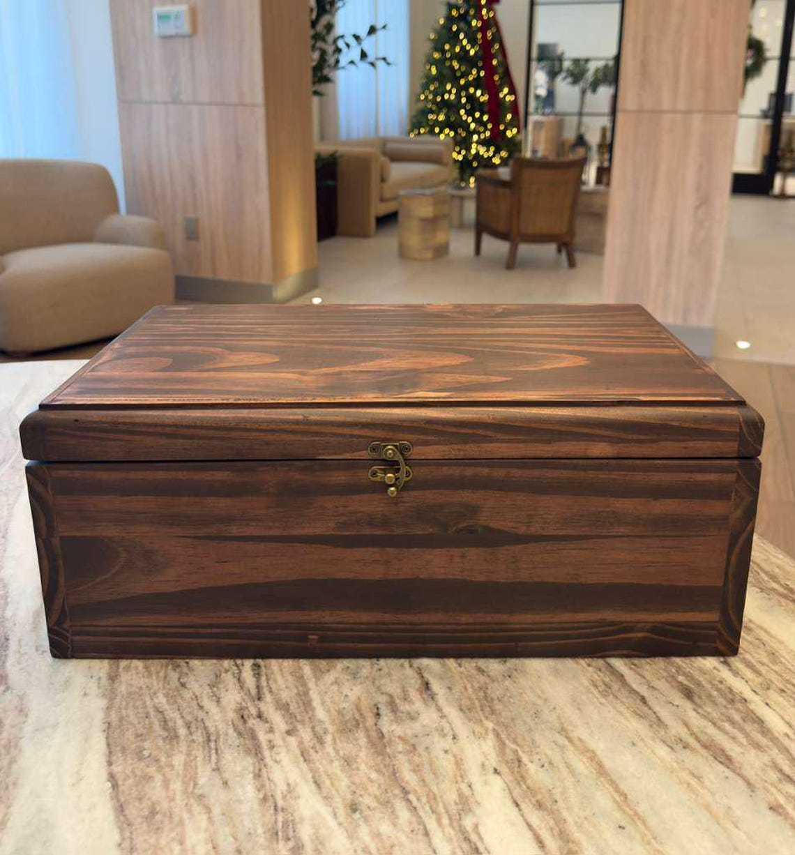 Handmade Solid Wooden Gift Box With Hinge – Stained Keepsake Box With ...