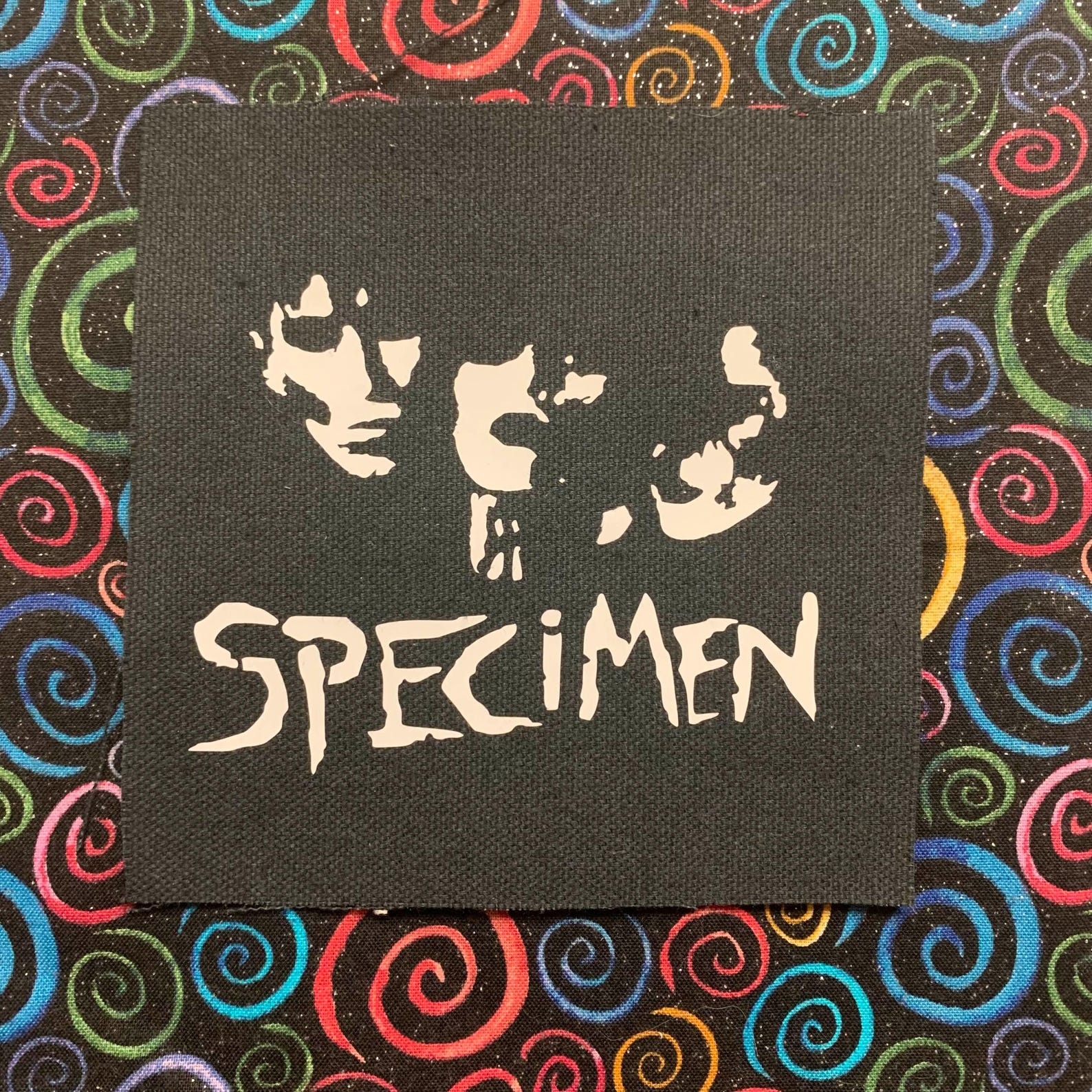 Specimen Sew on Punk Patch, White and Black Canvas Fabric, 80s 90s Dark ...