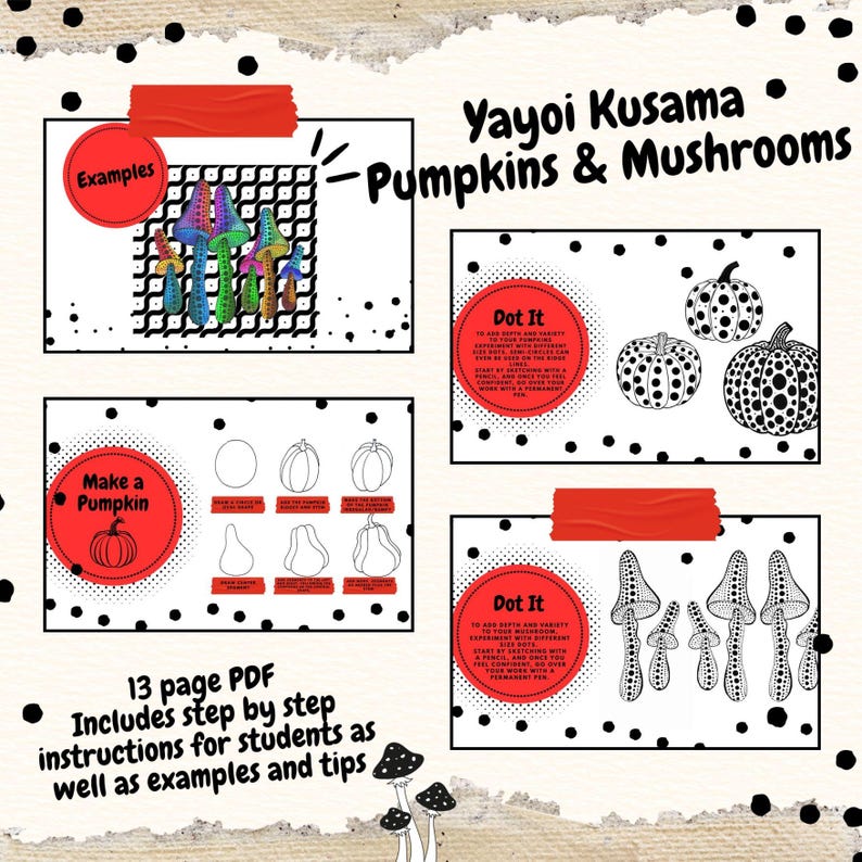 Yayoi Kusama Polka Dot Pumpkins & Mushroom Lesson PDF - Etsy