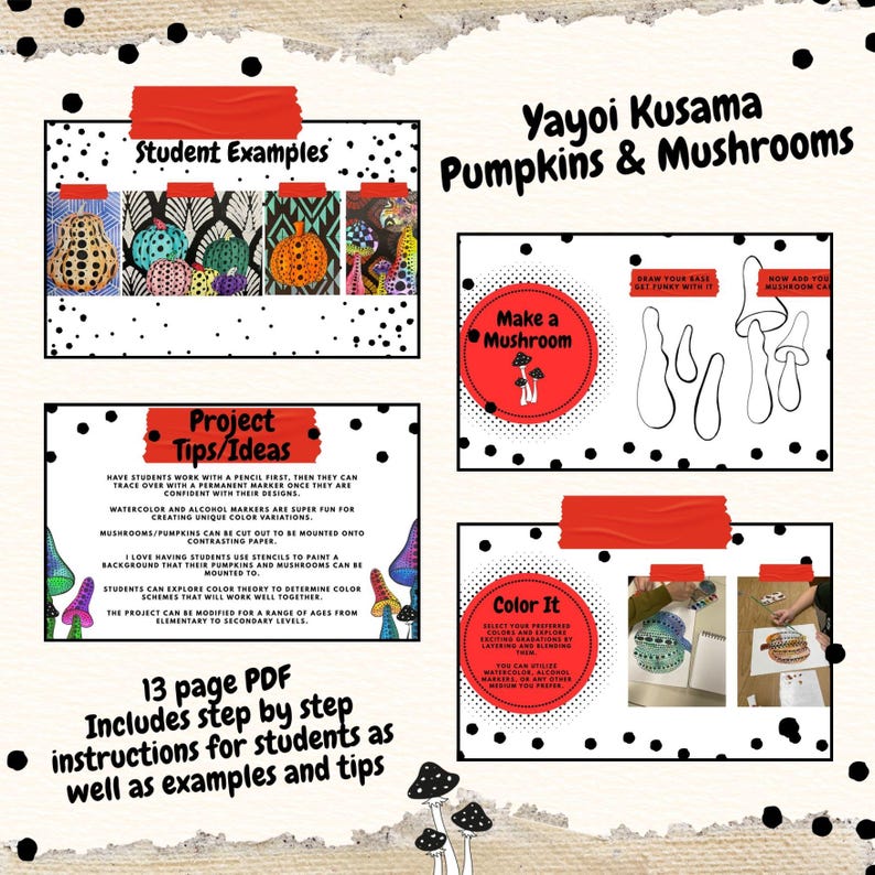 Yayoi Kusama Polka Dot Pumpkins & Mushroom Lesson PDF - Etsy