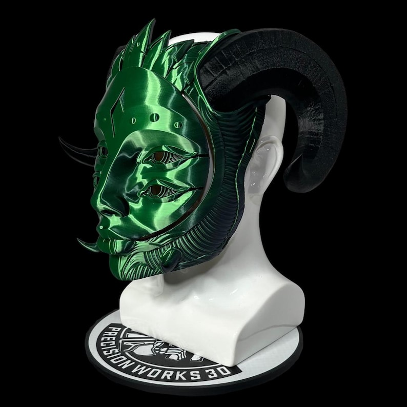 Hellequin Mask | Gothic Folklore Demon Mask | 3D Printed Cosplay Prop ...
