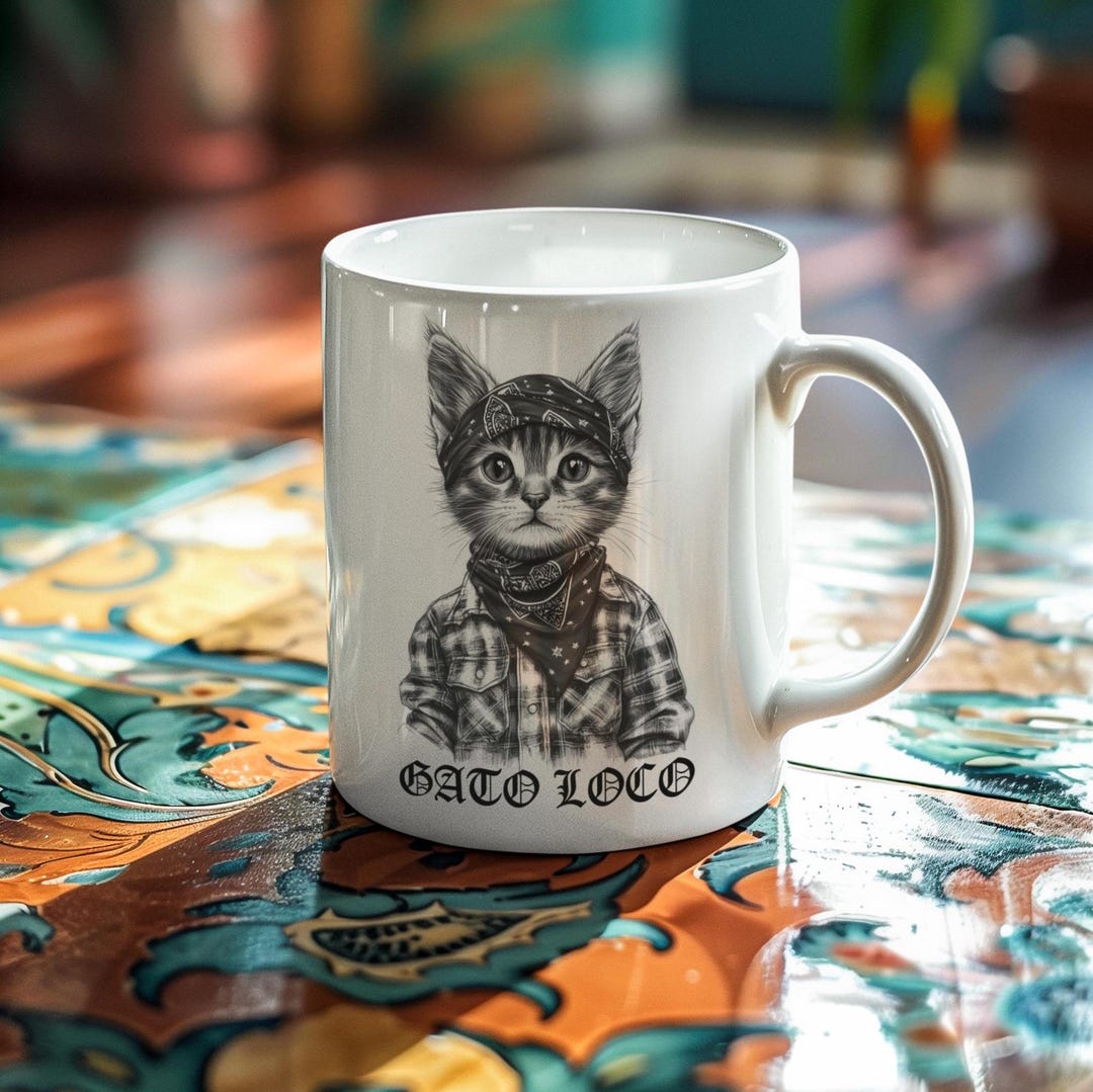 Gato Loco Cholo Cat Mug by Cholonerd Chicano Mexican-american Art Pop ...
