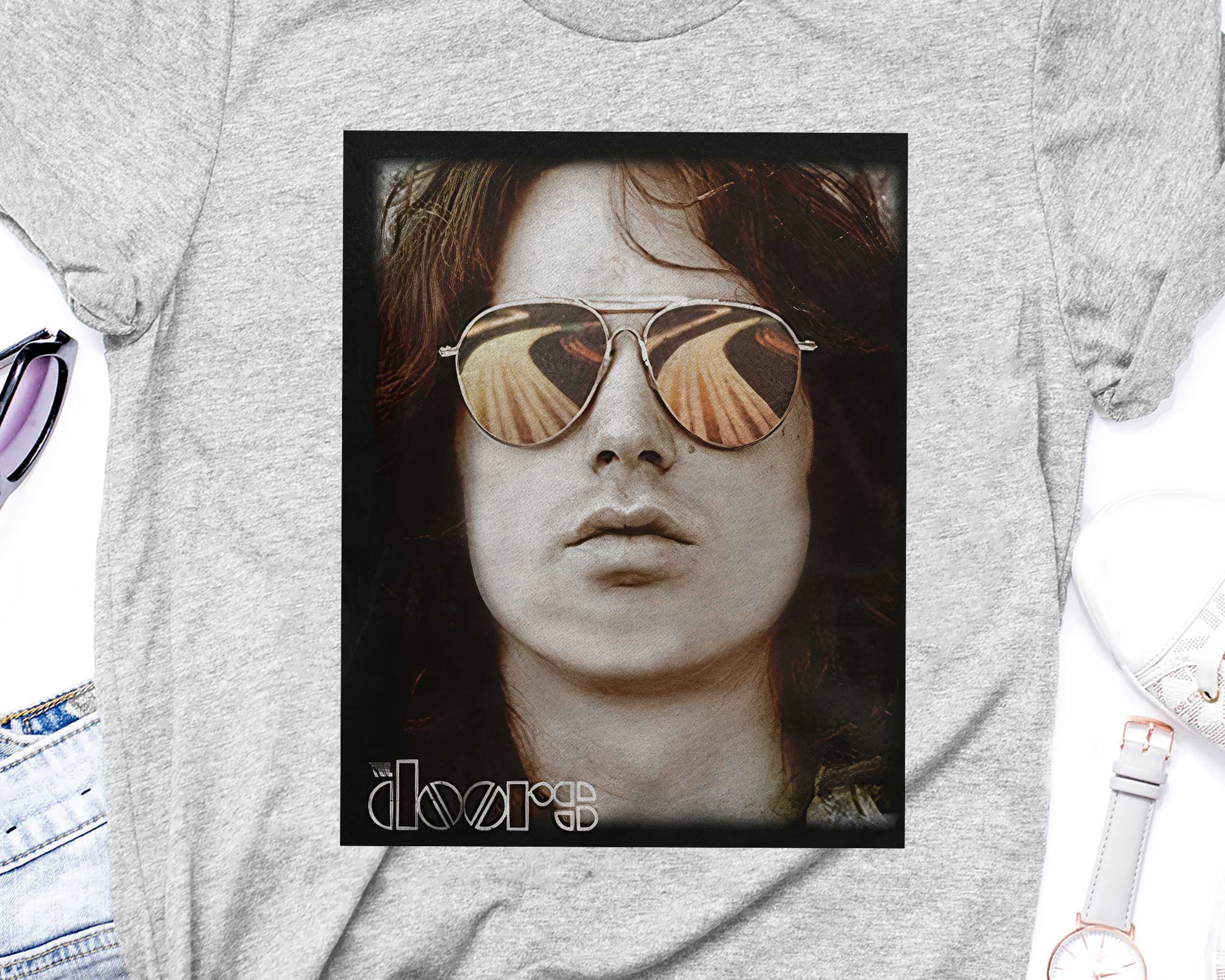 The Doors Jim Morrison Aviators Pose Rock Official Tee T-Shirt