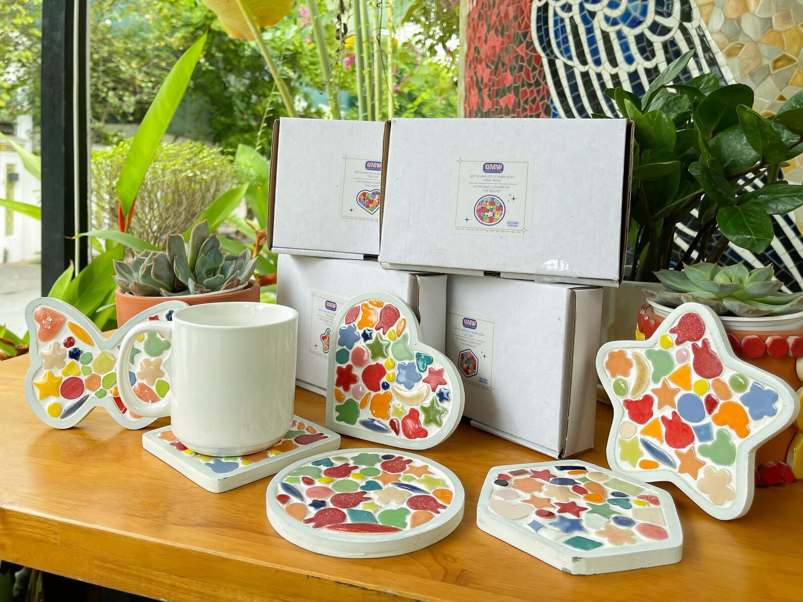 DIY Ceramic Mosaic Coaster Kit: 6 Frames to Choose. Create Your Own ...