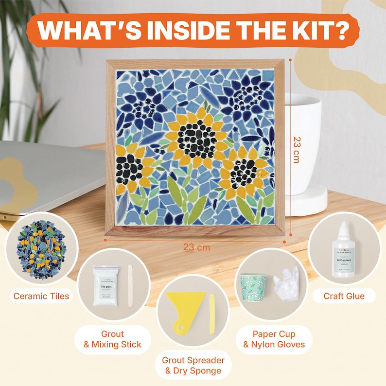 Sunflower Mosaic Art Kit: DIY Ceramic Tile Craft for Adults & Kids - Etsy