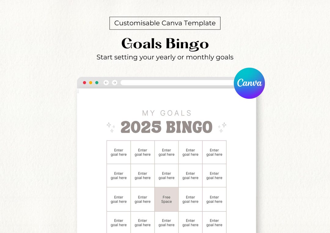 Vision Board Bingo Template 2025 Personal Goals Bingo Game Goals ...