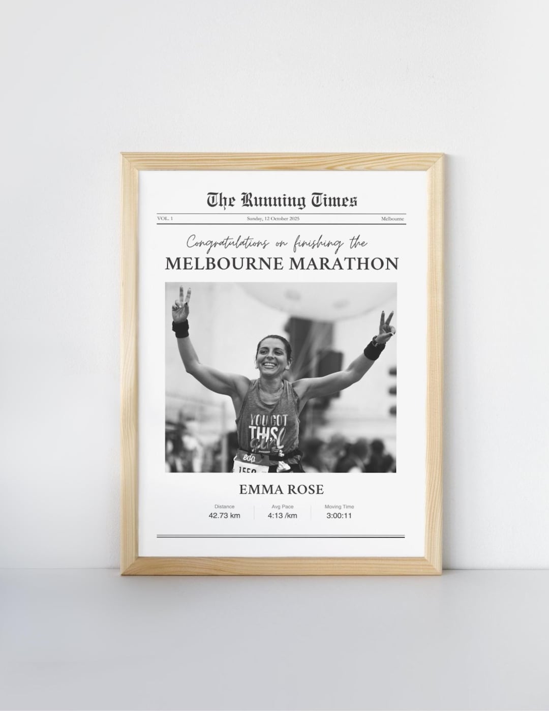 Run Newspaper Template Digital Print Marathon Gift Half Marathon ...