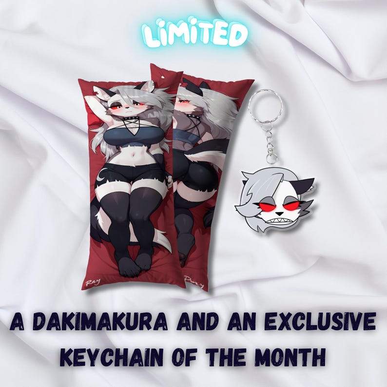 Loona Dakimakura, Furry, Pillow Cover, Helluva Boss Dakimakura, Huggable Pillow, Furry Hellhound ...
