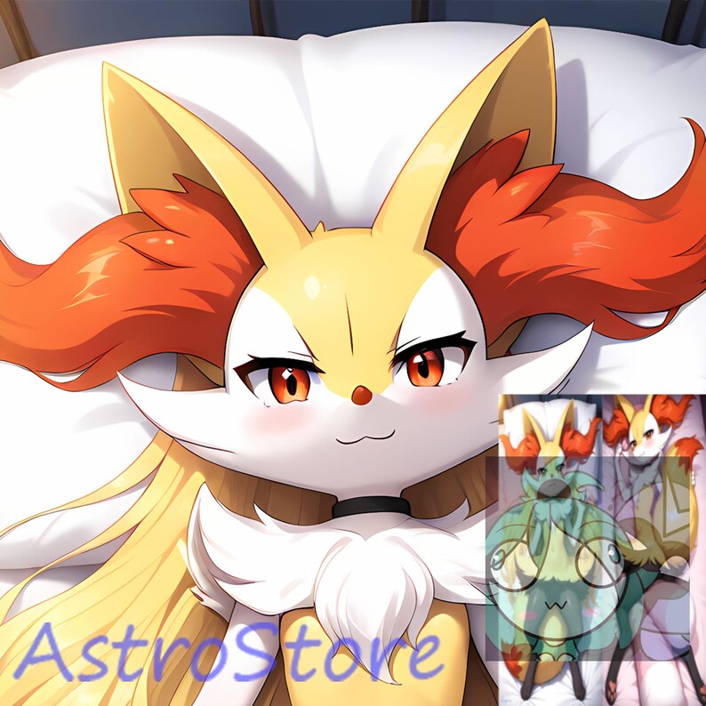 Braixen Dakimakura, Furry, Pillow Cover, Pokémon Dakimakura, Huggable Pillow, Ultimate Comfort ...