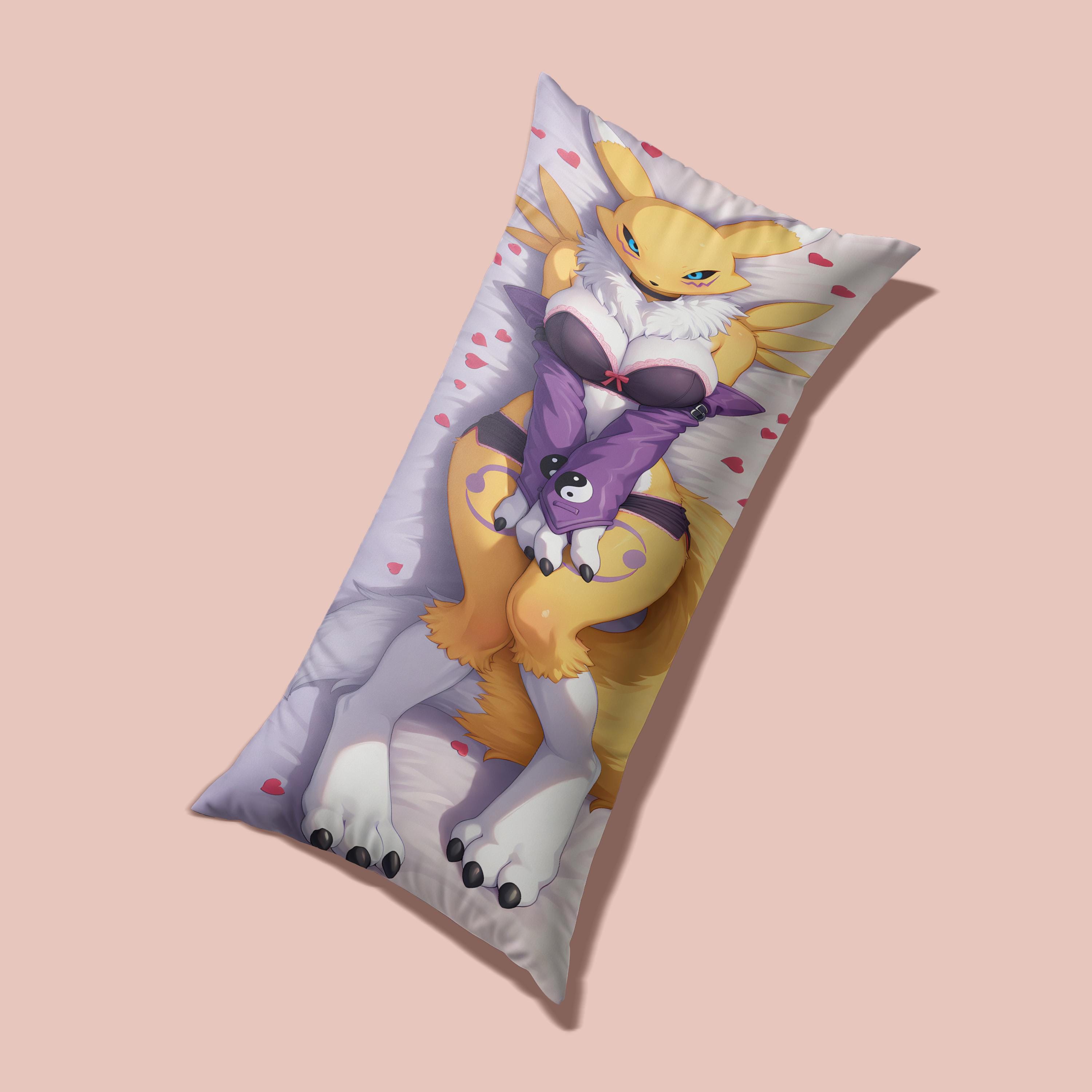 Renamon Dakimakura, Furry, Pillow Cover, Digimon Dakimakura, Huggable Pillow, Valentine's Day ...