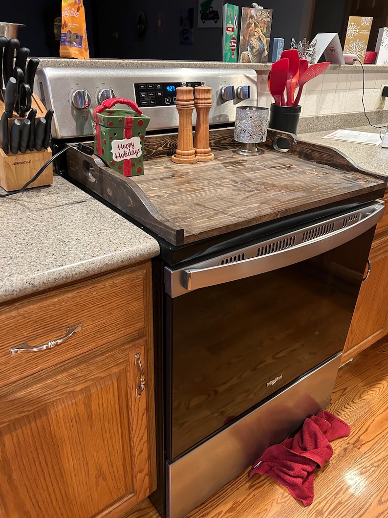 Handmade Rustic Wooden Stove Top Cover - Etsy