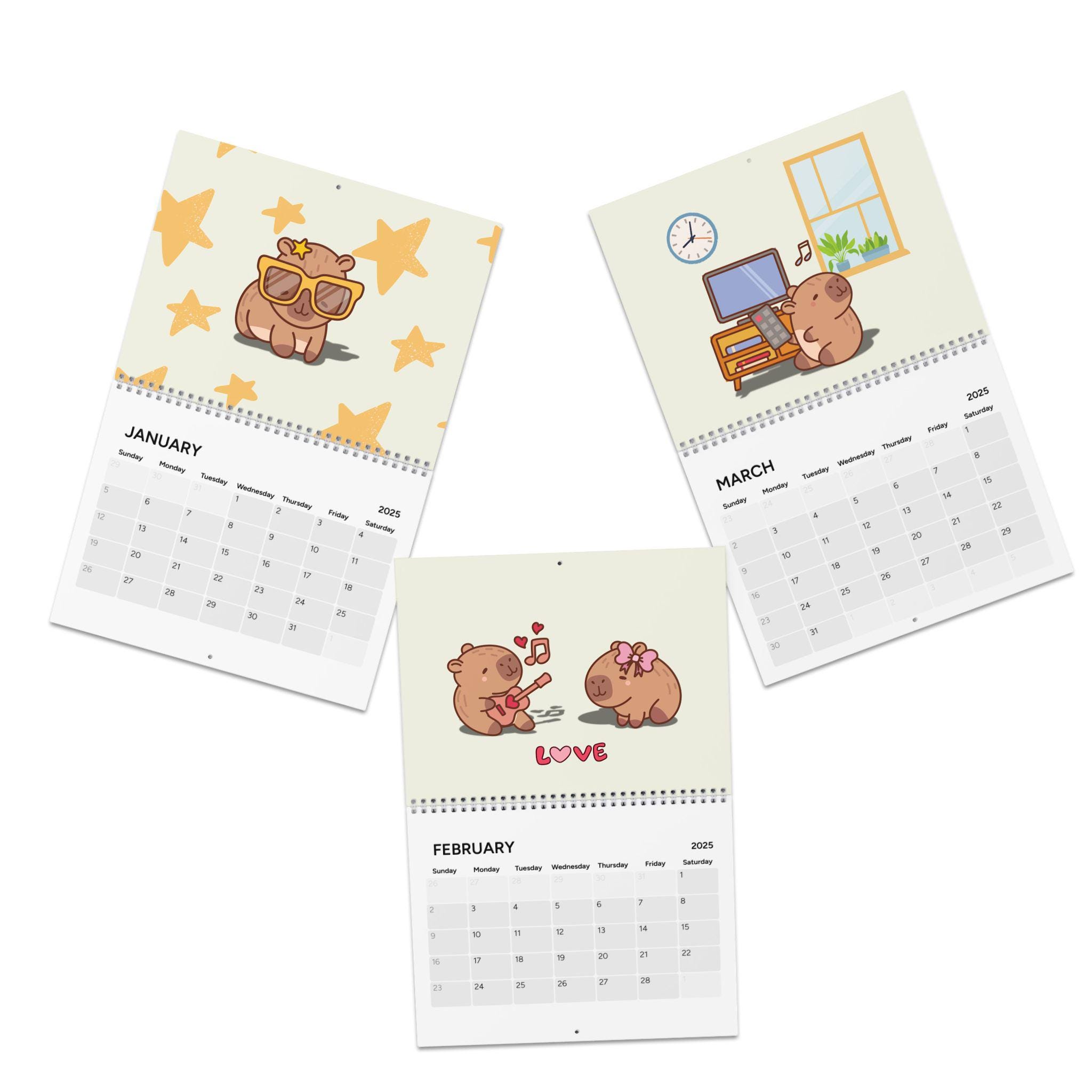 Capybara Calendar, Cute Animal Wall Calendar 2025, Planner, Organizer ...