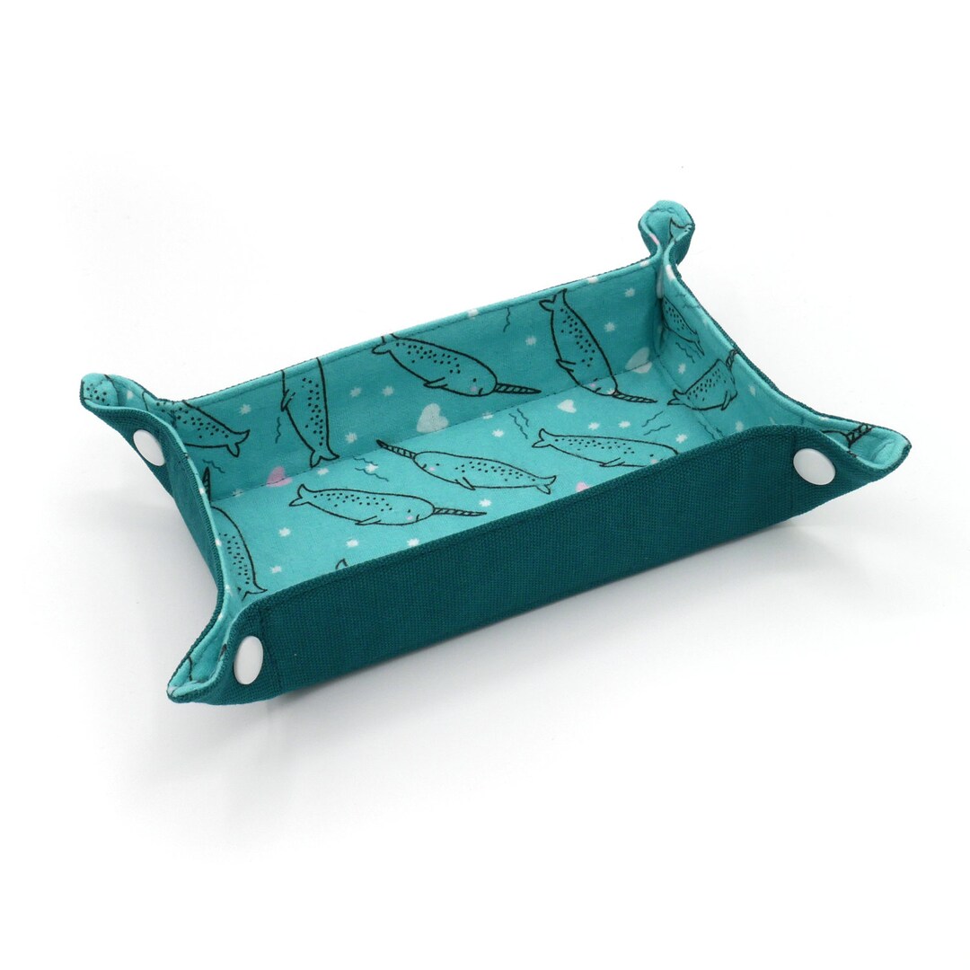 Narwhal Handmade Fabric Snap Tray Perfect for Dice and Gaming, Valet ...