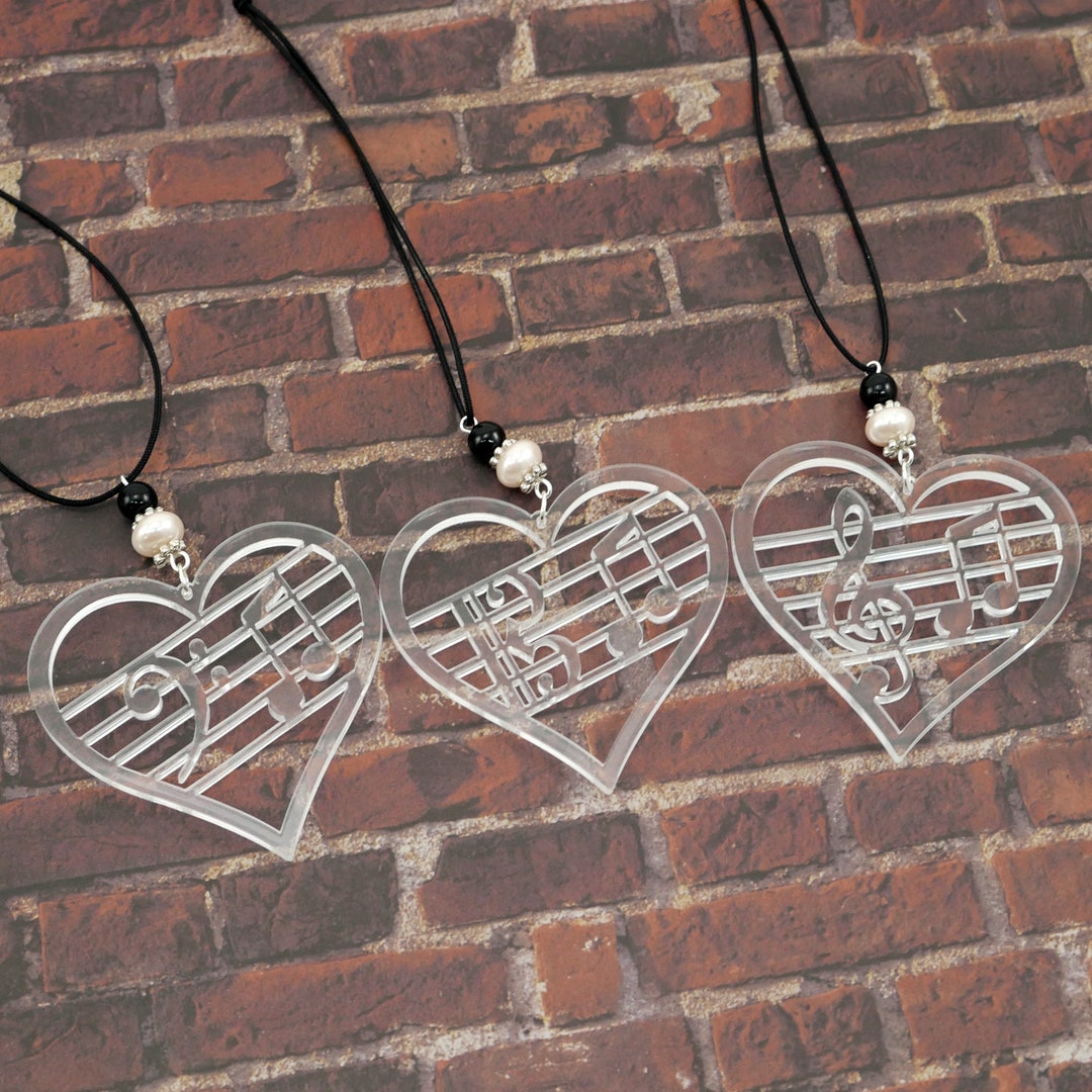 Heart Music Clef Ornament Transparent Acrylic Treble Clef Bass Clef ...