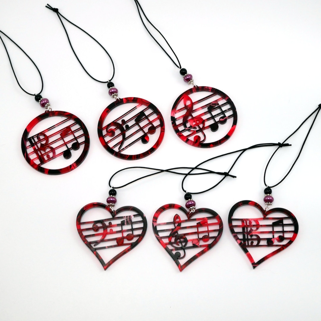 Music Clef Ornaments Red Swirl Acrylic Treble Clef Bass Clef Alto Clef ...