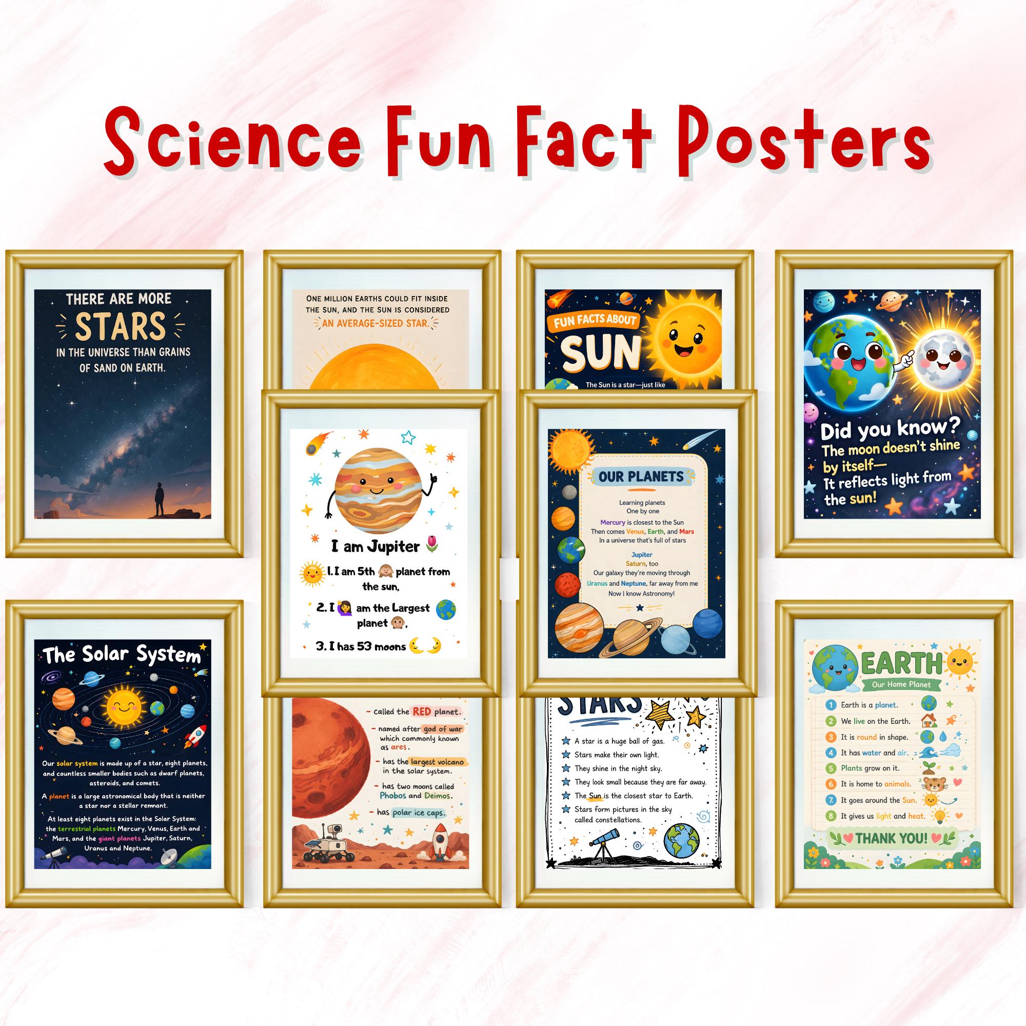 Outer Space Fun Facts Printable Posters, Space Poster Educational Wall ...