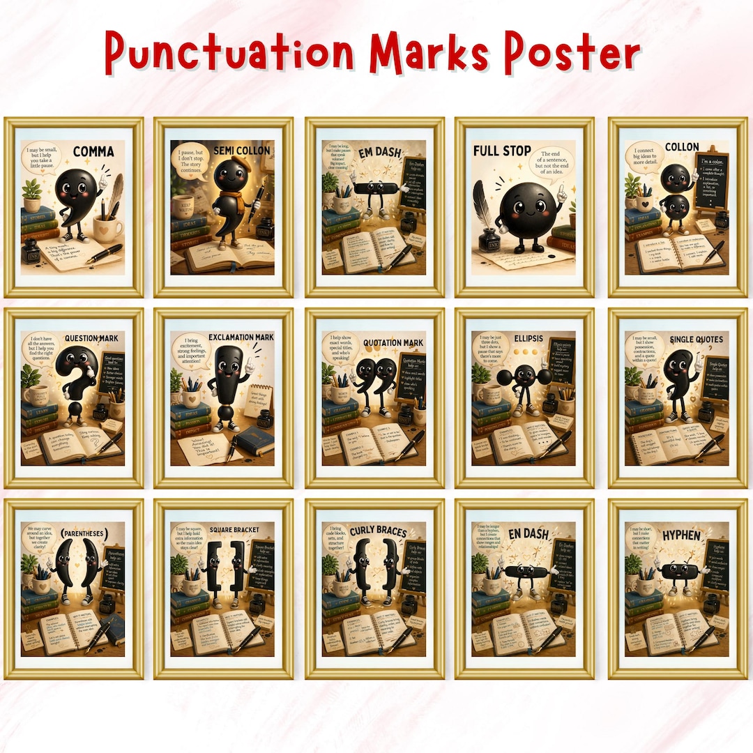 Punctuation Marks Posters, English Classroom Decor, Classroom Decor ...