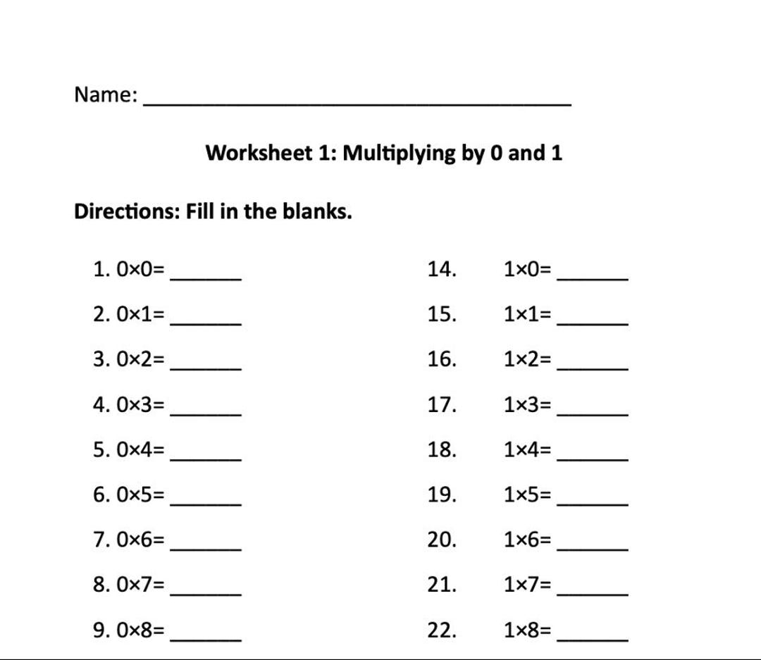 Simple Multiplication Worksheets Numbers 1-12 for Learning and Practice ...