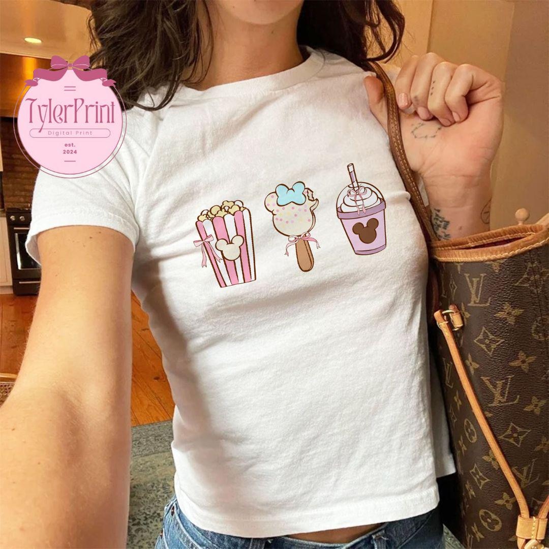 Coquette Mickey Ice Cream Bars Crop Top, Park Snack Tee, Disney Snacks ...