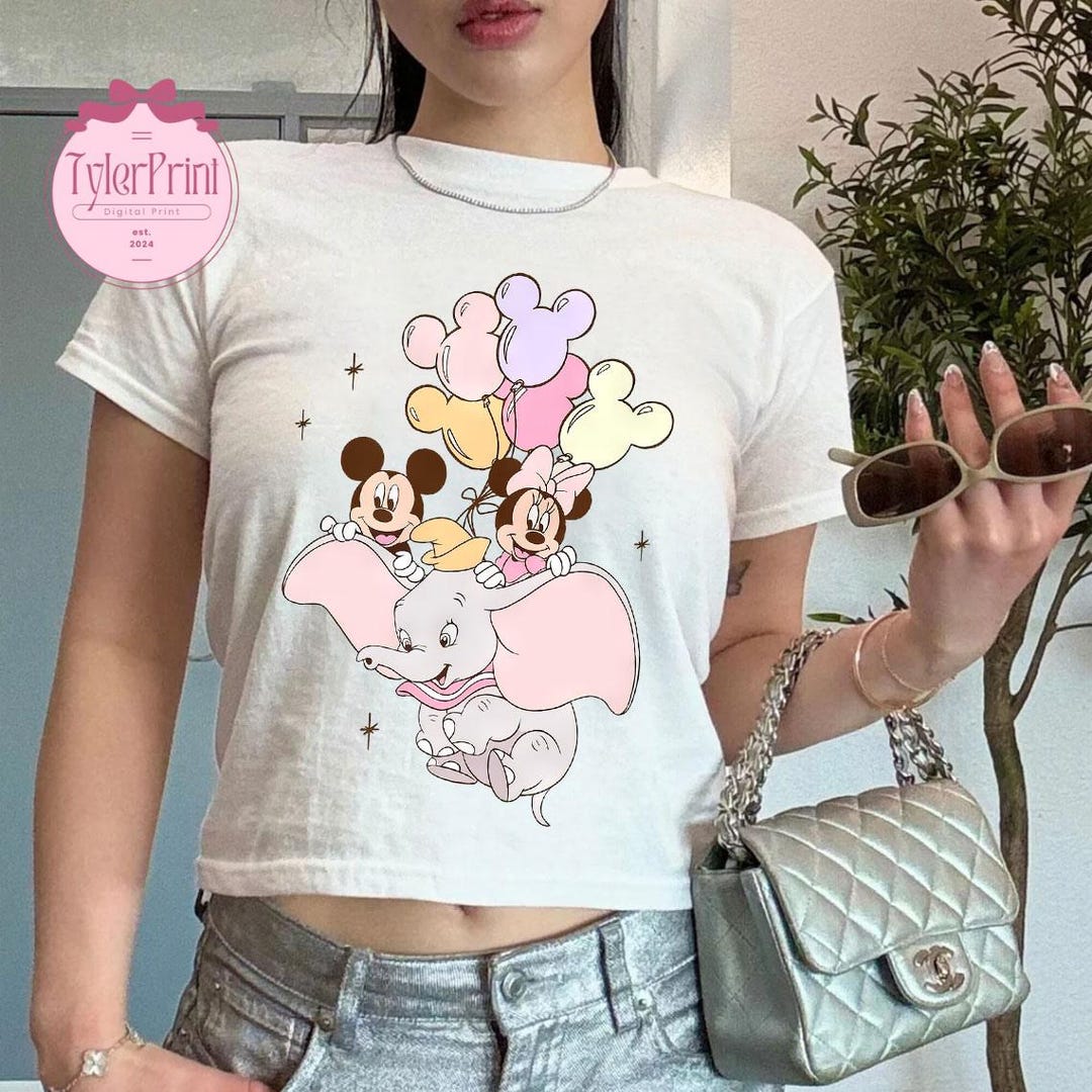 Mickey Minnie Dumbo Flying Baby Tee Croptop, WDW Disneyland Magic ...
