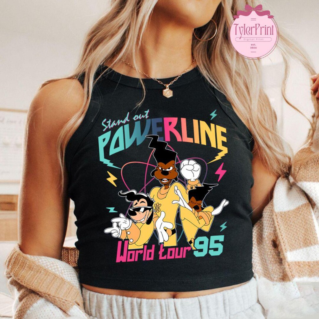 A Goofy Movie Disney Powerline Stand Out Tour 95 Baby Tee Crop Top Tank ...