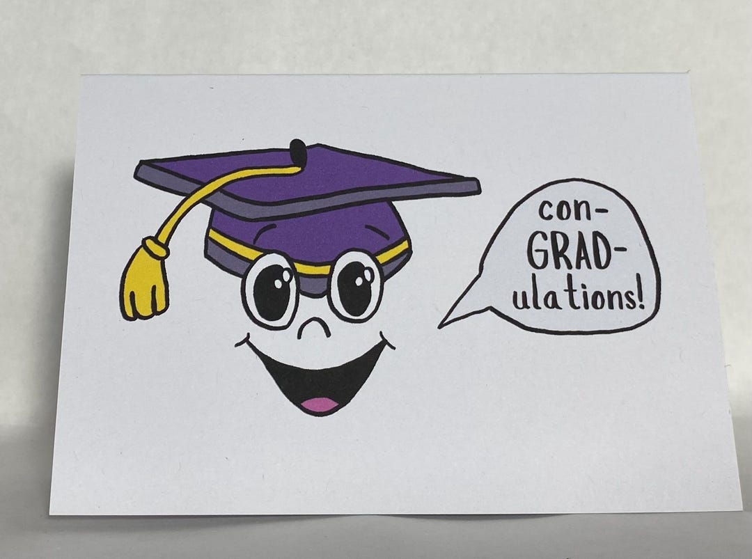 Graduation Card - Pun Card - Kawaii - Recycled Cardstock - Finishing ...