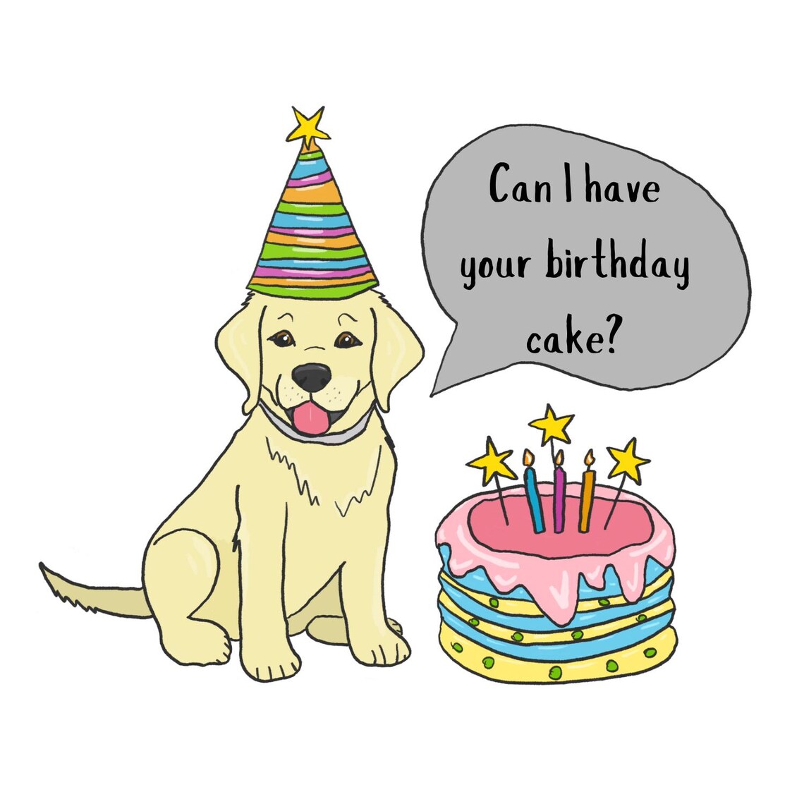 Funny Dog Birthday Card, Yellow Lab Birthday Card, Labrador Retriever ...