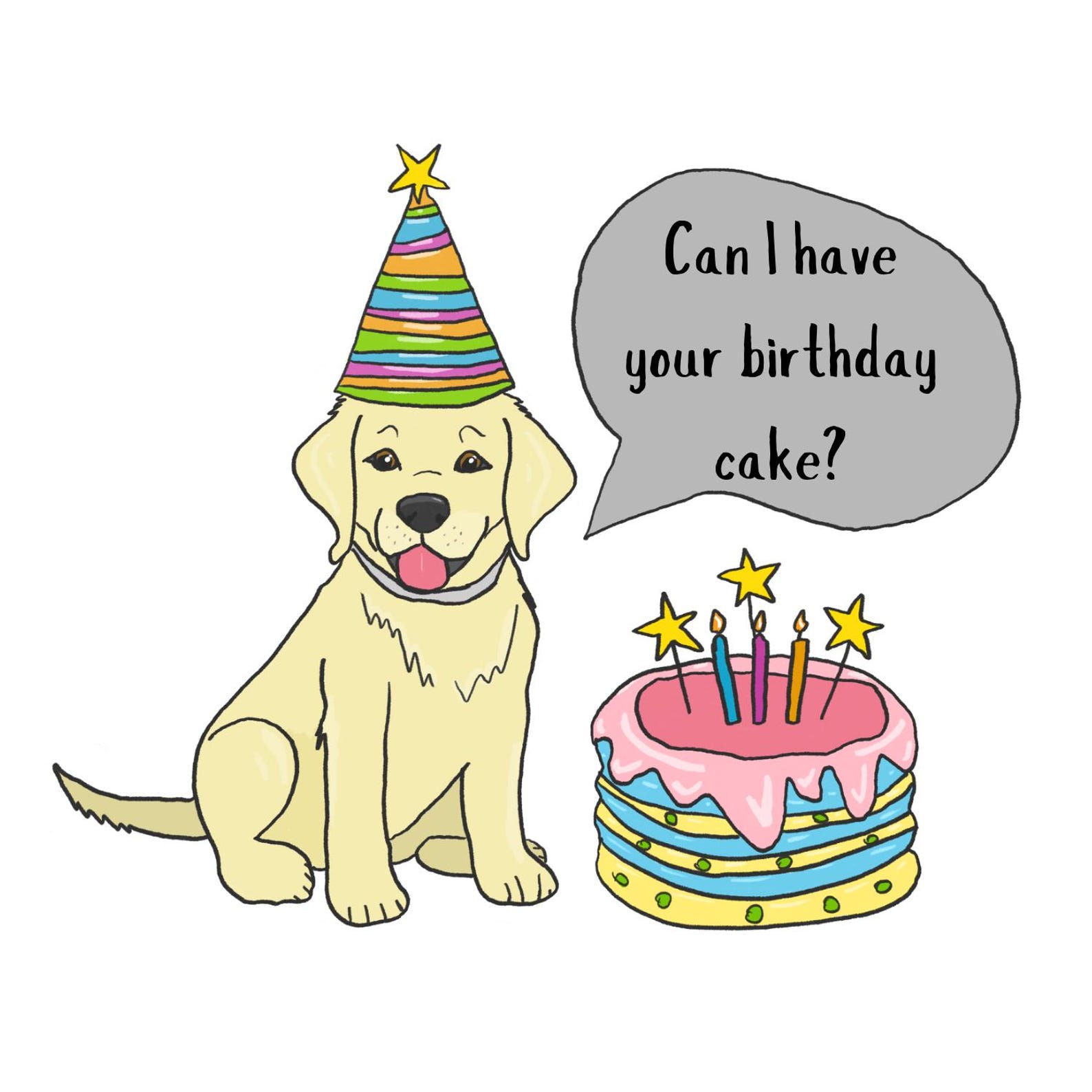 Funny Dog Birthday Card, Yellow Lab Birthday Card, Labrador Retriever ...