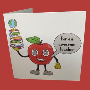 Teacher Thank You Card, Apple Teacher Card, Teacher Appreciation Gift ...