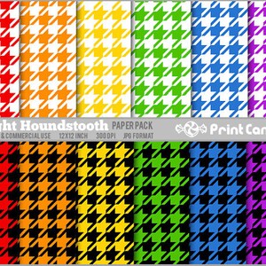Houndstooth Paper Pack Bright Colors 12 Sheets Personal & Commercial ...