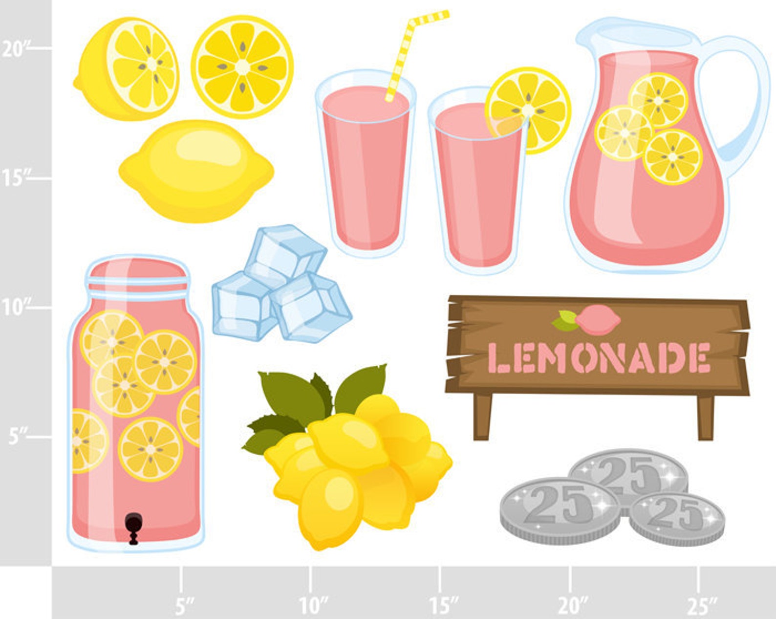 Pink Lemonade - Digital Clip Art - Personal and Commercial Use - Pink ...