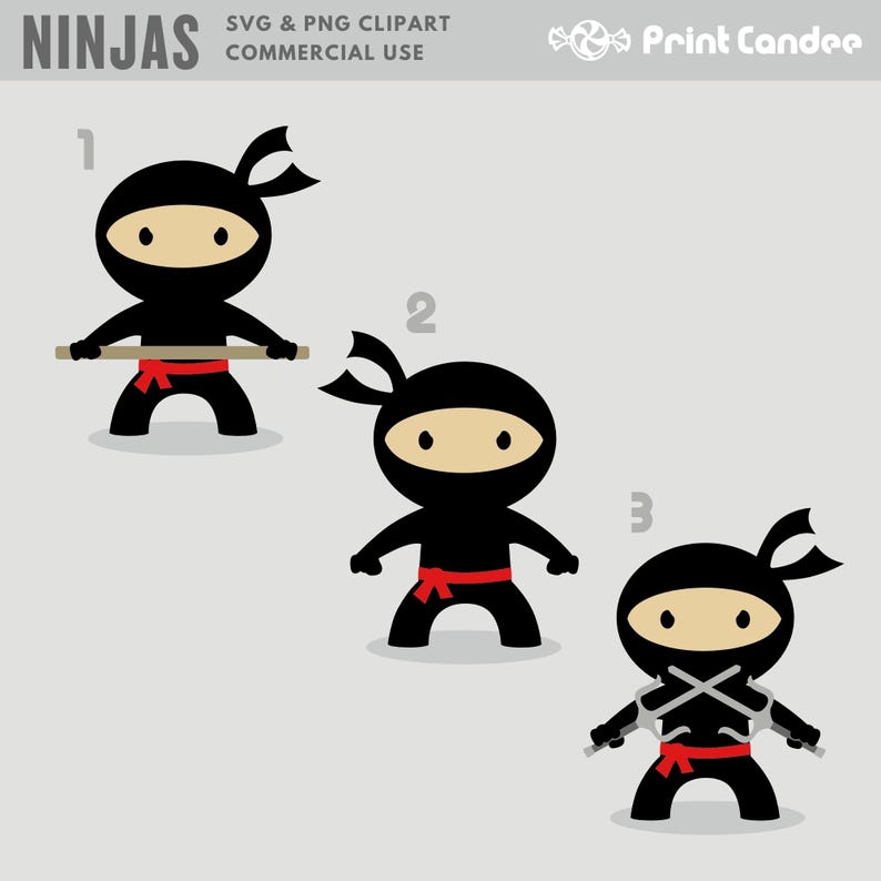 Ninja SVG Files for Cricut, Ninja PNG Clip Art, Cute Ninja Clipart ...
