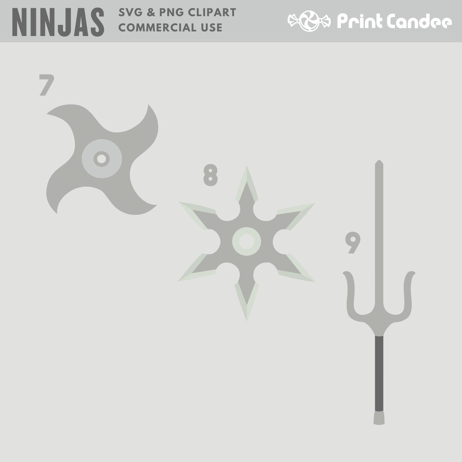 Ninja SVG Files for Cricut, Ninja PNG Clip Art, Cute Ninja Clipart ...