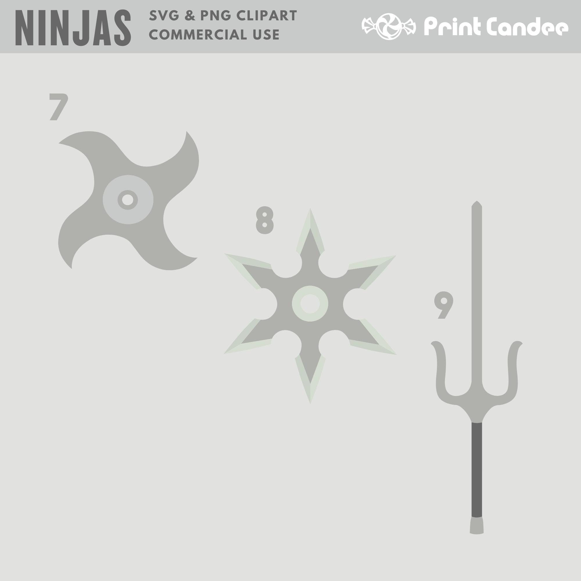 Ninja SVG Files for Cricut, Ninja PNG Clip Art, Cute Ninja Clipart ...