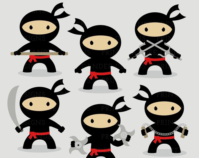 Ninja SVG Files for Cricut, Ninja PNG Clip Art, Cute Ninja Clipart ...