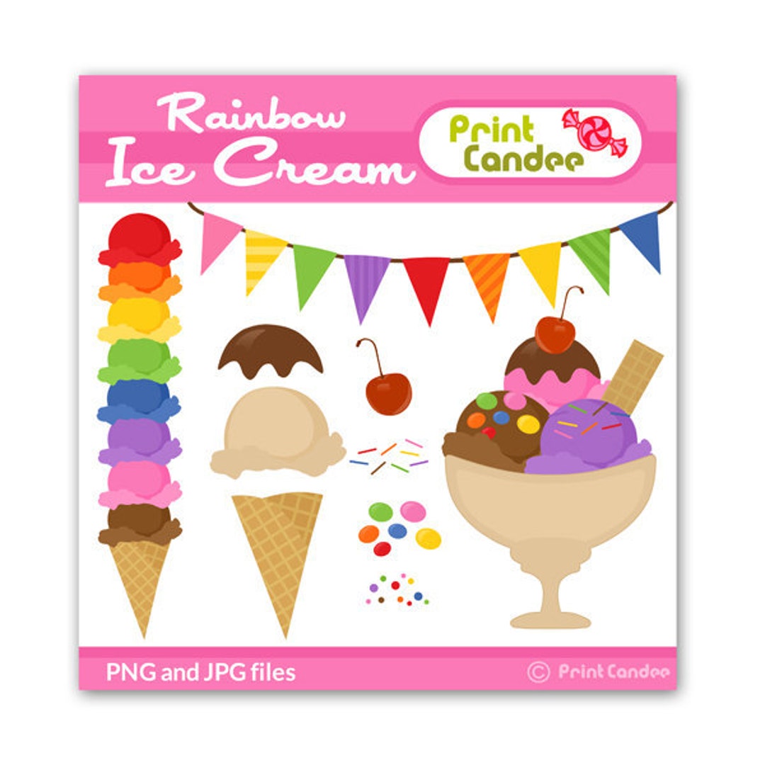 Rainbow Ice Cream - Digital Clip Art - Personal and Commercial Use ...