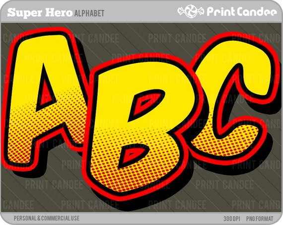 Super Hero Alphabet Digital Clip Art Personal and Commercial Use Paper ...