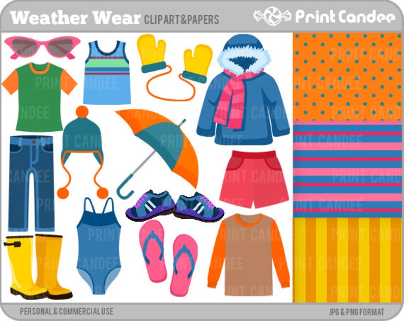 Weather Wear - Digital Clip Art - Personal and Commercial Use - Weather ...