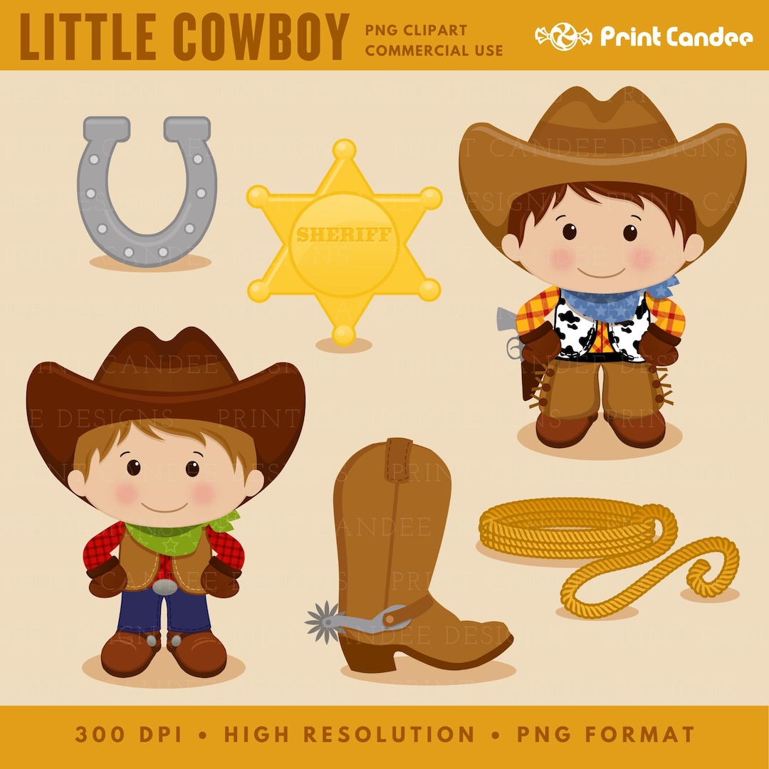 Cute Cowboy Clipart – Personal & Commercial Use - Cowboy Boot, Baby ...