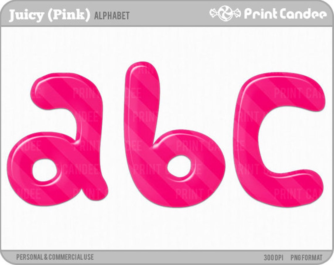Juicy Alphabet pink Digital Clip Art Personal and Commercial Use Paper ...
