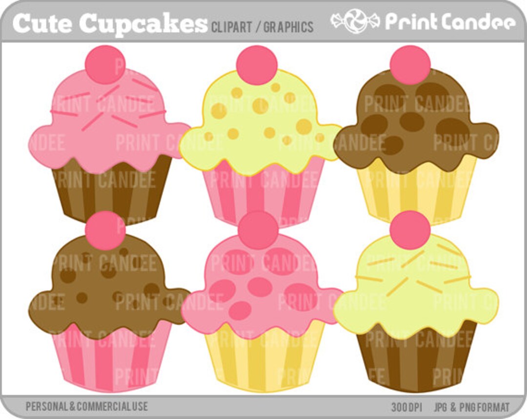 Cute Cupcakes Digital Clip Art Personal and Commercial Use Paper Crafts ...