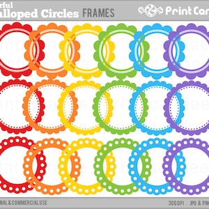 Colorful Scalloped Circle Frames - Personal and Commercial Use ...